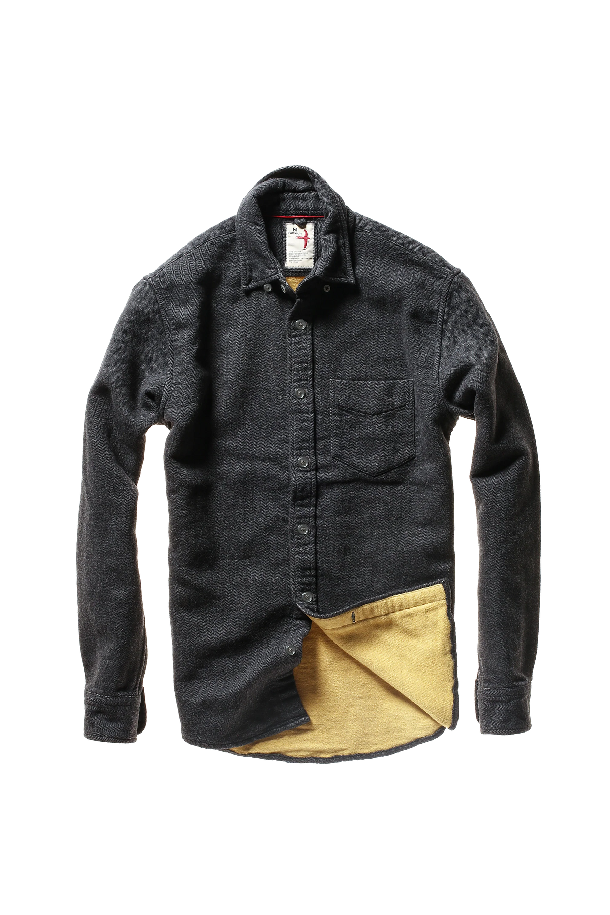 Relwen Charcoal Grey Herringbone Chamois Lined Flannel Shirt – WITTMORE